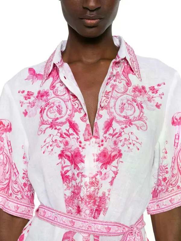 Camilla Linen Floral Print Mini Dress
