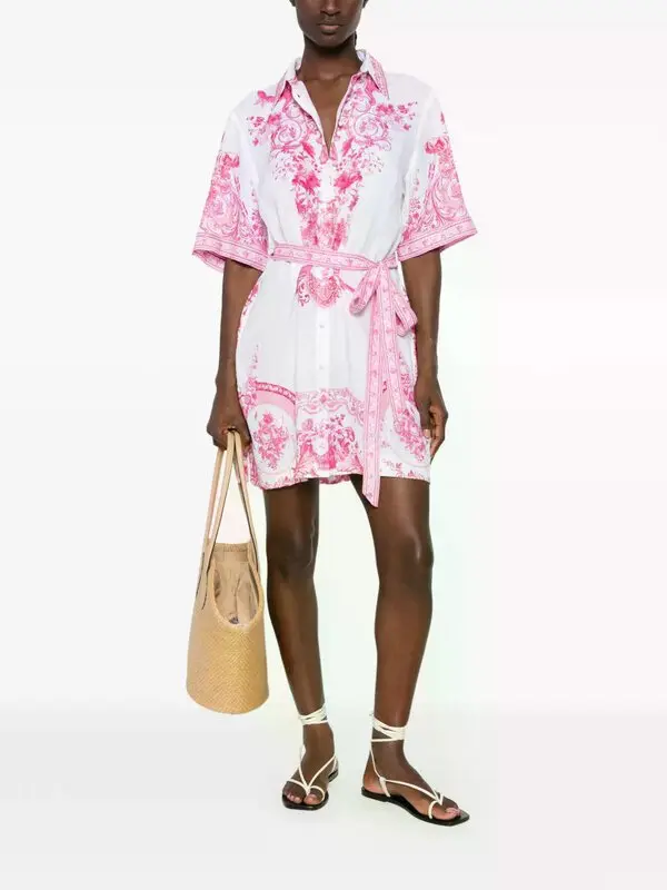 Camilla Linen Floral Print Mini Dress