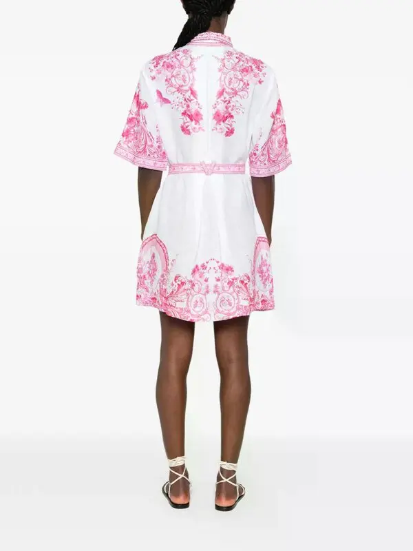 Camilla Linen Floral Print Mini Dress