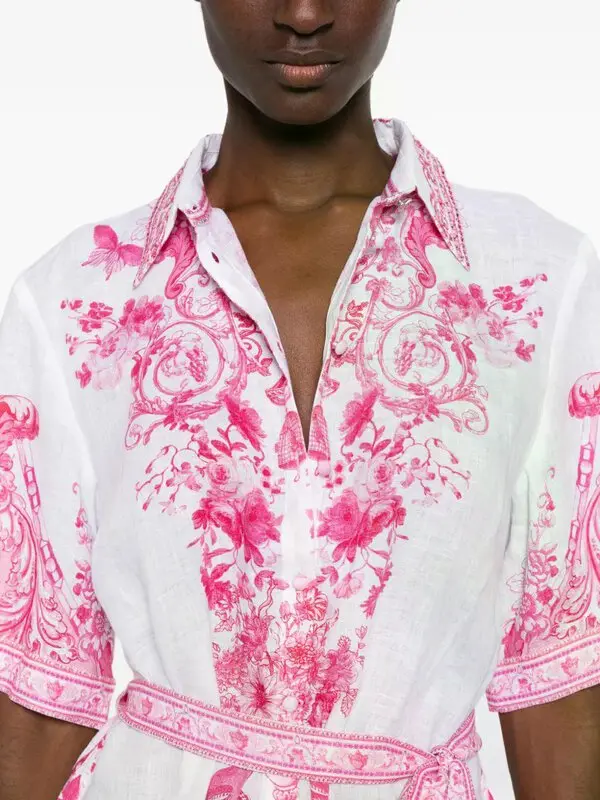 Camilla Linen Floral Print Mini Dress