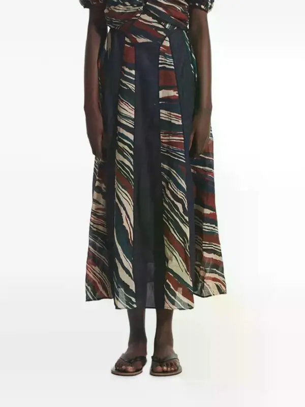 MULLER OF YOSHIOKUBO Lava Abstract-print Panelled Maxi Skirt - Blue