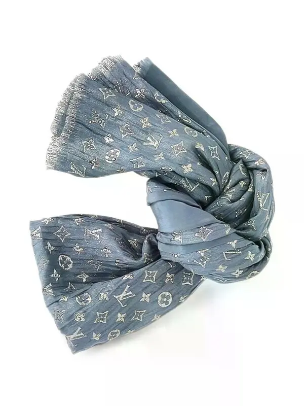 LOUIS VUITTON Monogram Fringe Scarf - Blue