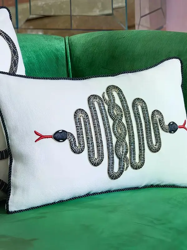 Jonathan Adler Snake Embroidered Cushion