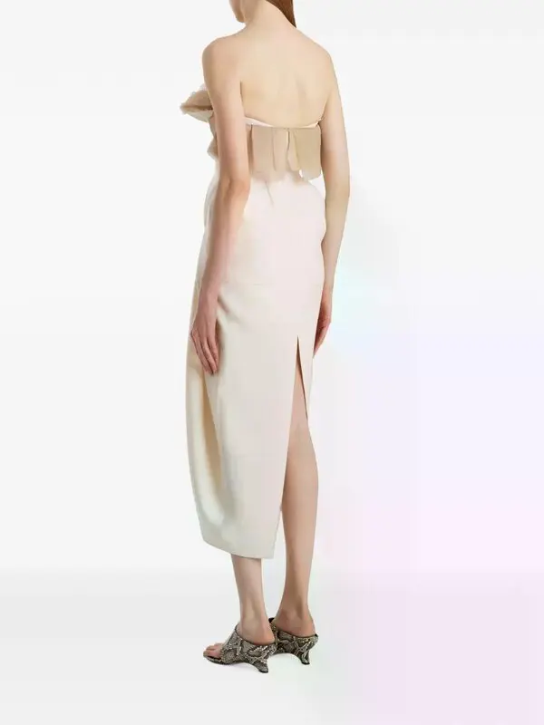Khaite Tulle-trimmed Draped Midi Dress - Neutrals