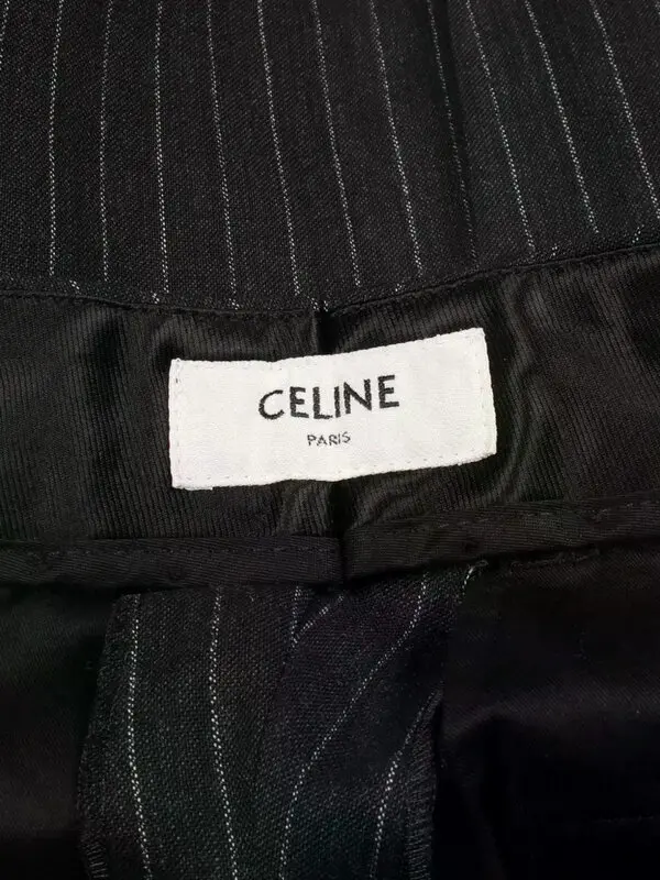 Celine Dark Wool Pinstripe Trousers