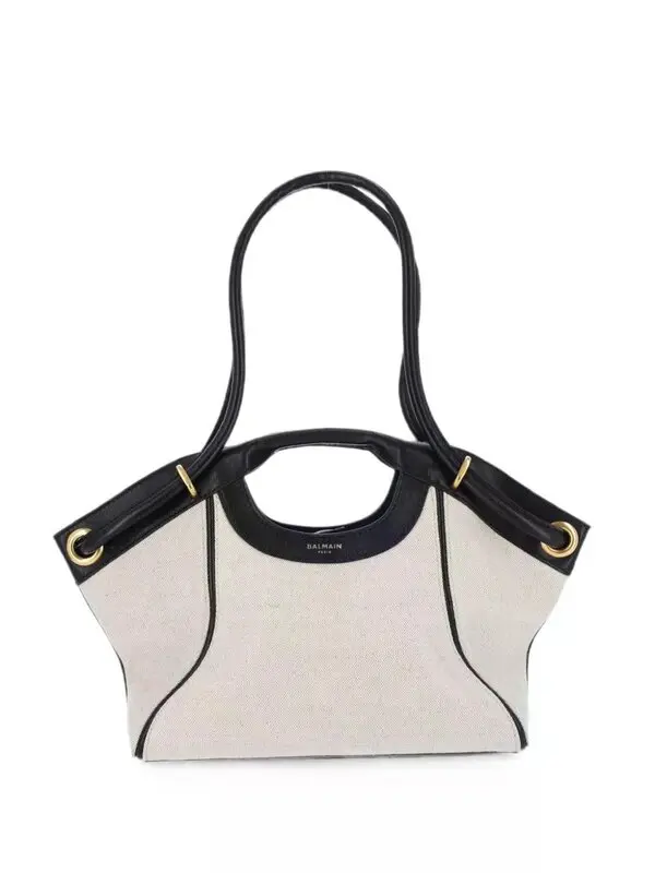 Balmain Leather-trim Canvas Tote Bag
