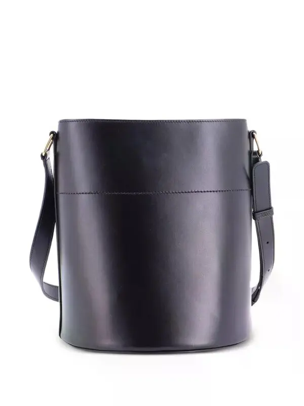 Celine Maillon Triomphe Leather Medium Bucket Bag - Black