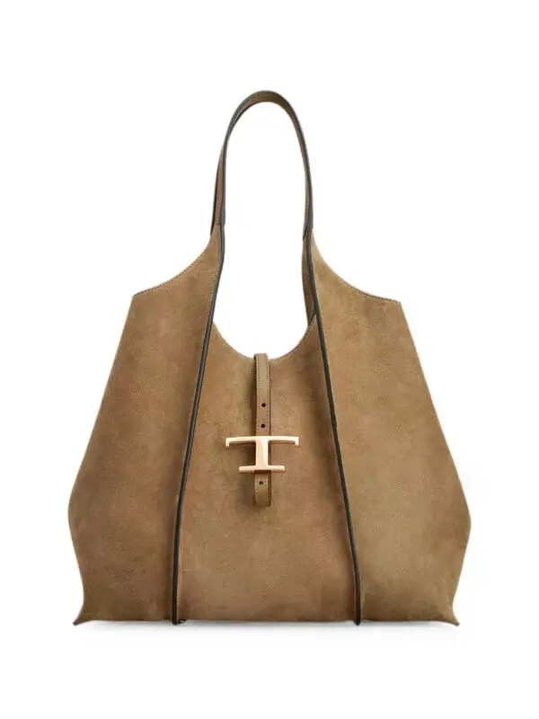 TOD'S Timeless Suede Shopping Bag - Neutrals