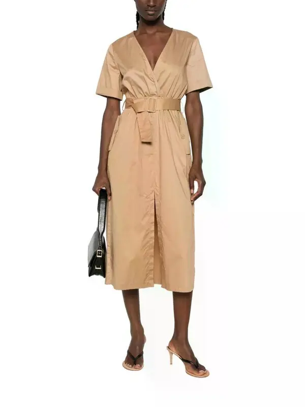 KAOS Belted V-neck Midi Dress