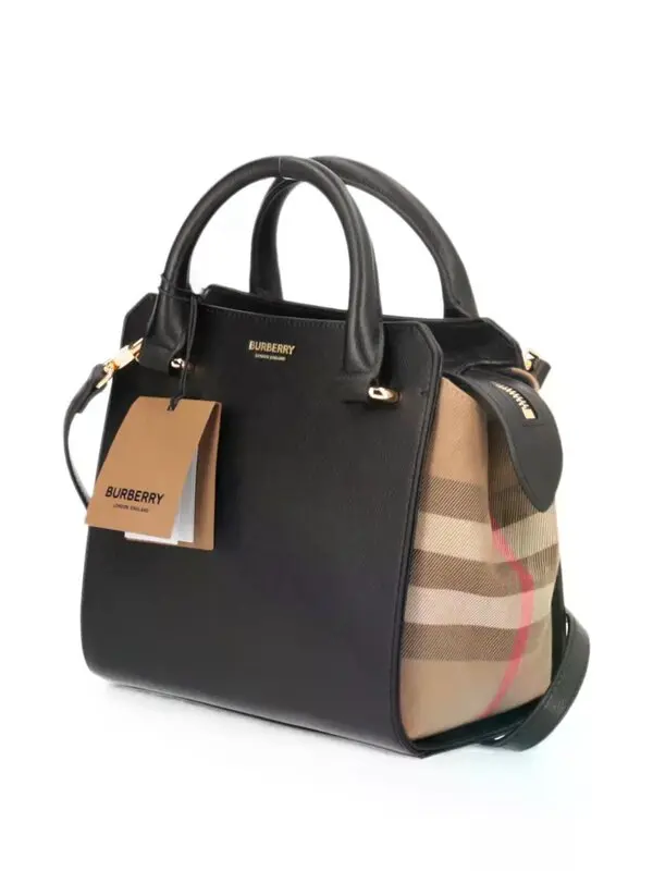 Burberry Mini Banwell Leather Tote Bag - Black