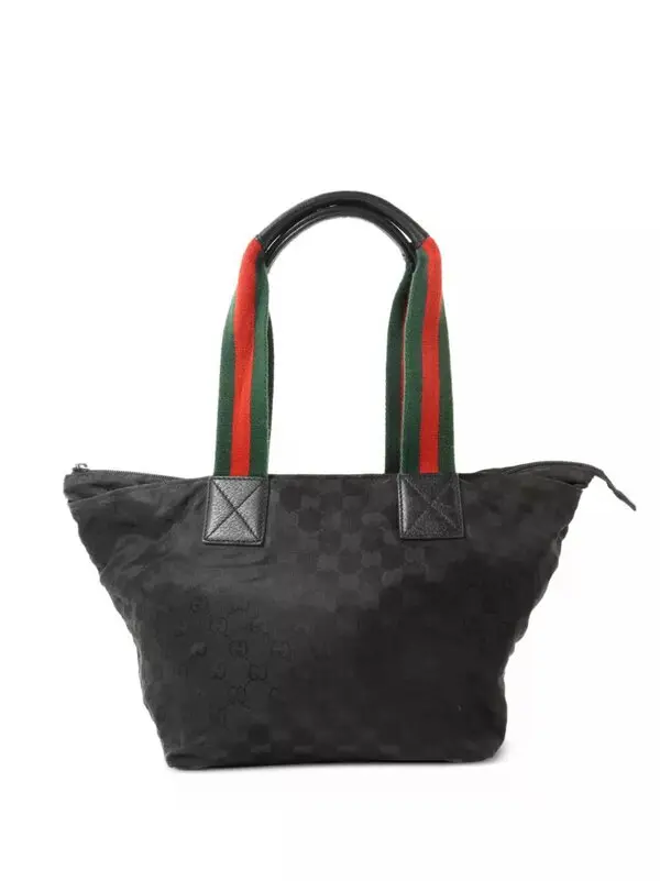 Gucci Gg Canvas Tote Bag With Web Stripe Detail