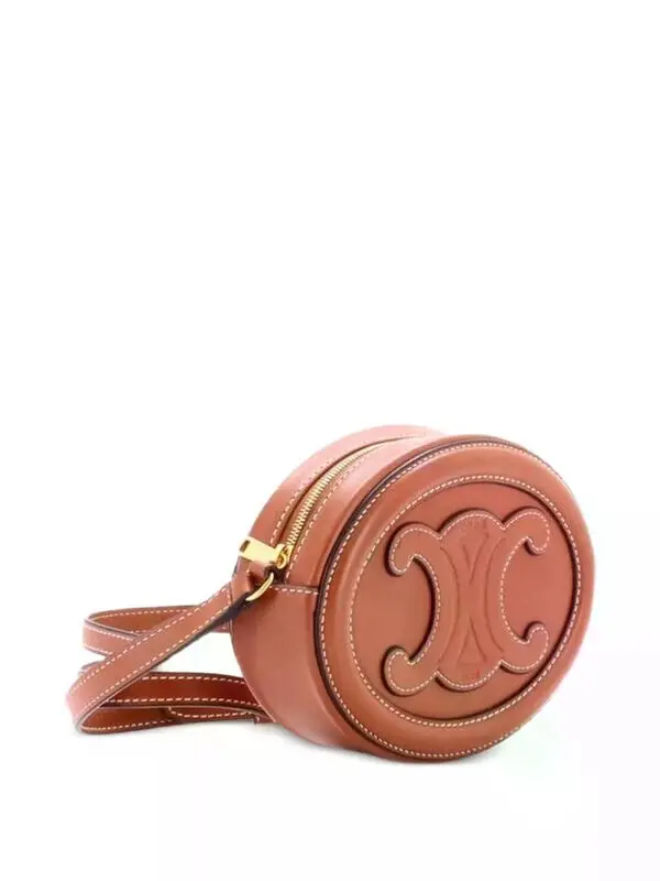 Celine Triomphe Oval Leather Mini Crossbody Bag - Brown