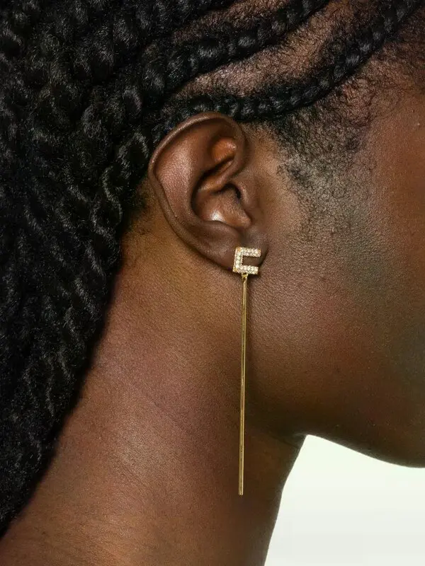 Elisabetta Franchi Tone Crystal Embellished Drop Earrings - Gold