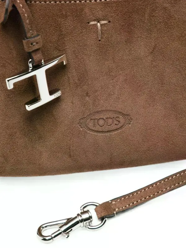 TOD'S Micro Logo Detail Suede Mini Bag - Brown