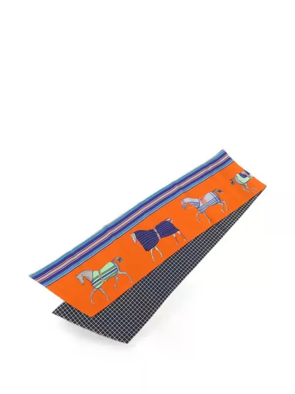 Hermès Couvertures Et Tenues De Jour A Carreaux Maxi Twilly Scarf - Orange
