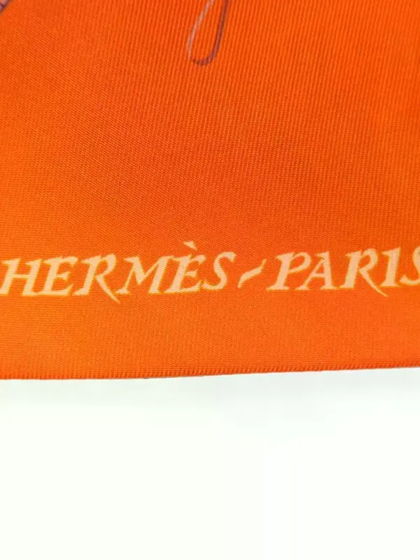 Hermès Couvertures Et Tenues De Jour A Carreaux Maxi Twilly Scarf - Orange