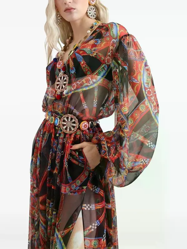 Dolce & Gabbana Carretto-print Chiffon Long Dress