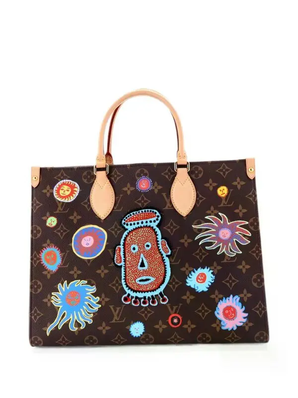 LOUIS VUITTON Onthego Yayoi Kusama Faces Monogram Canvas Mm Tote Bag - Brown