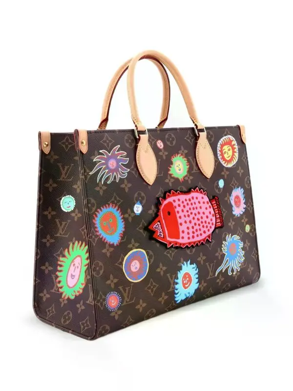 LOUIS VUITTON Onthego Yayoi Kusama Faces Monogram Canvas Mm Tote Bag - Brown