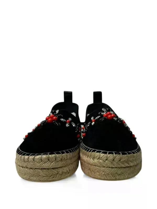 LOUIS VUITTON Late 2010s Front Pier Crystal-embellished Espadrilles