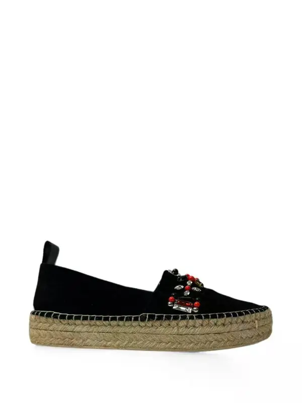 LOUIS VUITTON Front Pier Crystal-embellished Espadrilles - Black