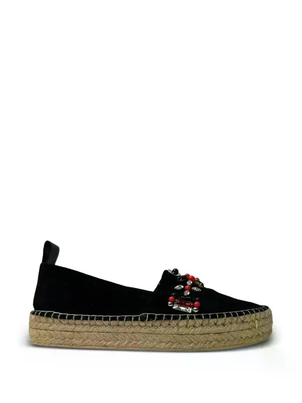 LOUIS VUITTON Front Pier Crystal-embellished Espadrilles - Black