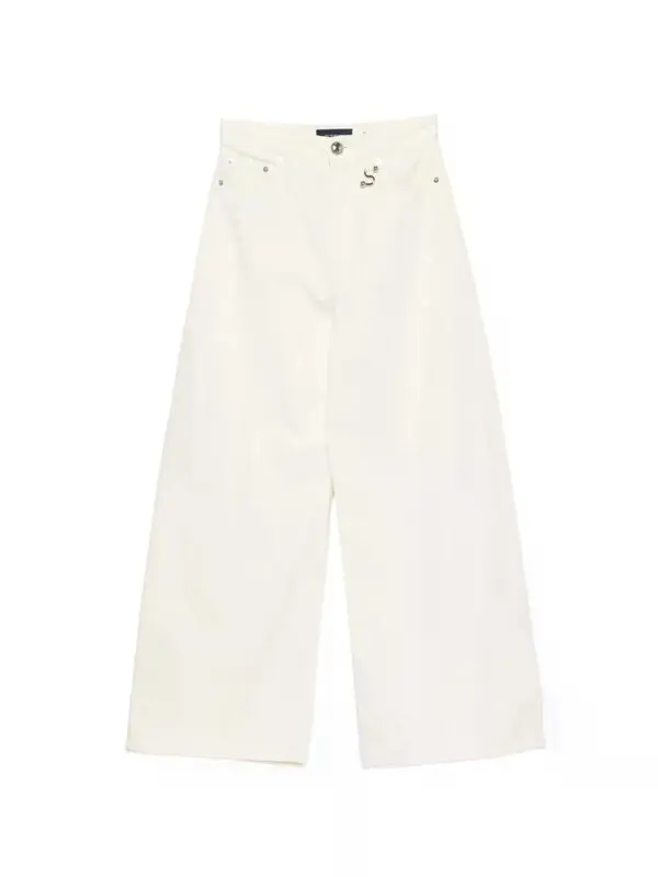 Sportmax Logo-patch Wide-leg Jeans - White