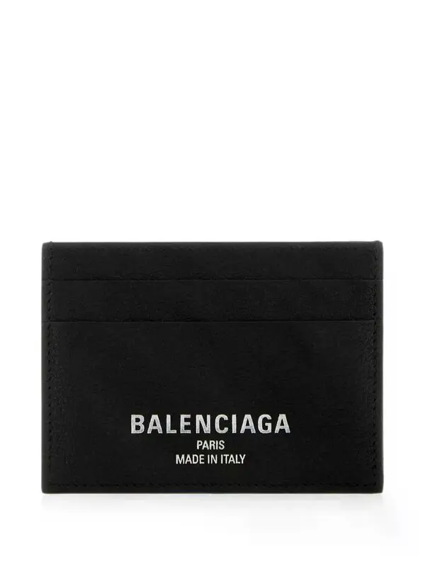 Balenciaga Logo-print Leather Card Holder - Black