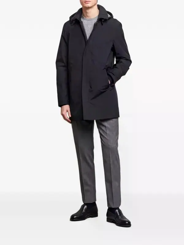 Herno Hooded Concealed-fastening Coat - Black