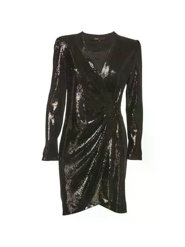 Maje Rivy Sequin Wrap Mini Dress