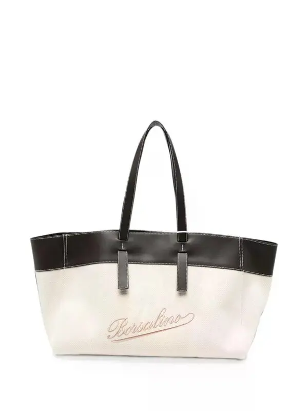 Borsalino Large Logo-embroidered Tote Bag - Neutrals