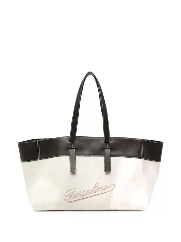 Borsalino Logo-embroidered Tote Bag - Neutrals