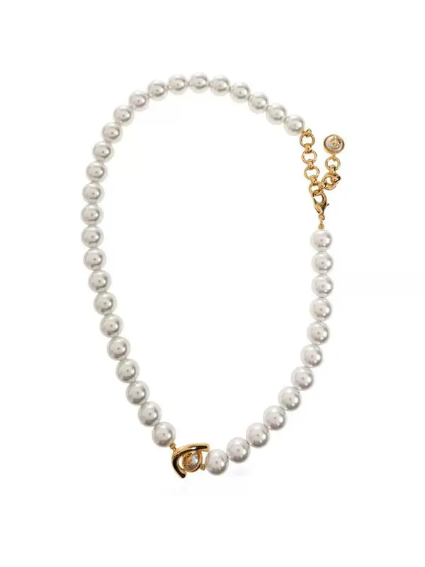 Casablanca Logo-pendant Pearl Necklace - White