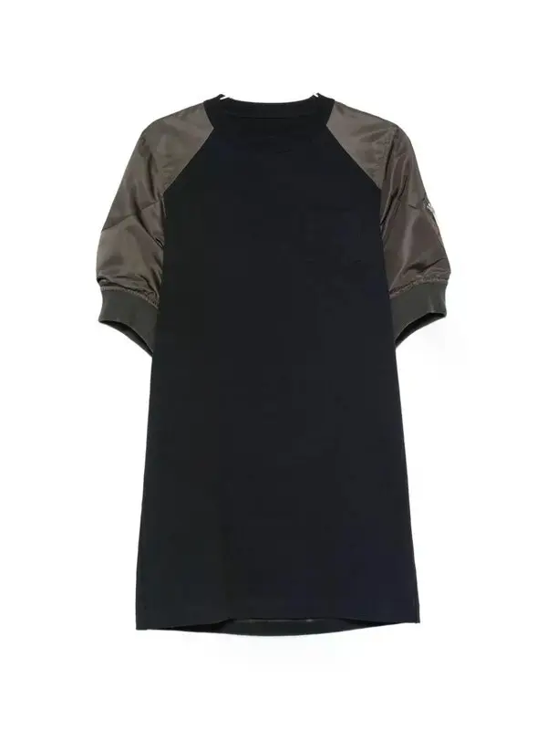 Sacai Panelled Puff-sleeve Mini T-shirt Dress - Black