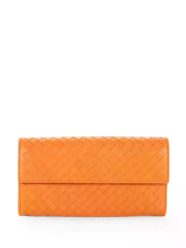Bottega Veneta Intrecciato Flap Wallet - Orange