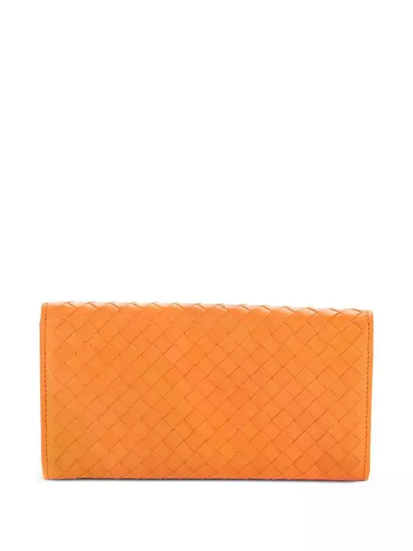 Bottega Veneta Intrecciato Flap Wallet - Orange