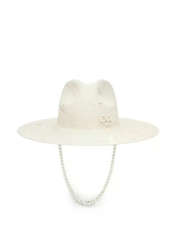 Ruslan Baginskiy Logo-appliqué Faux-pearl Fedora Hat - Neutrals