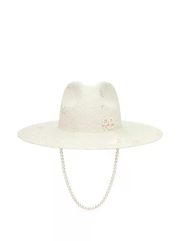 Ruslan Baginskiy Logo-appliqué Faux-pearl Fedora Hat - Neutrals