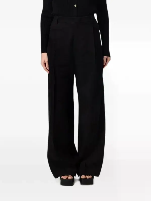 TELA Twill Wide-leg Trousers - Black