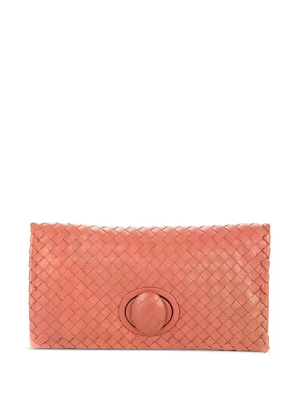 Bottega Veneta Intrecciato Turn-lock Clutch Bag - Pink