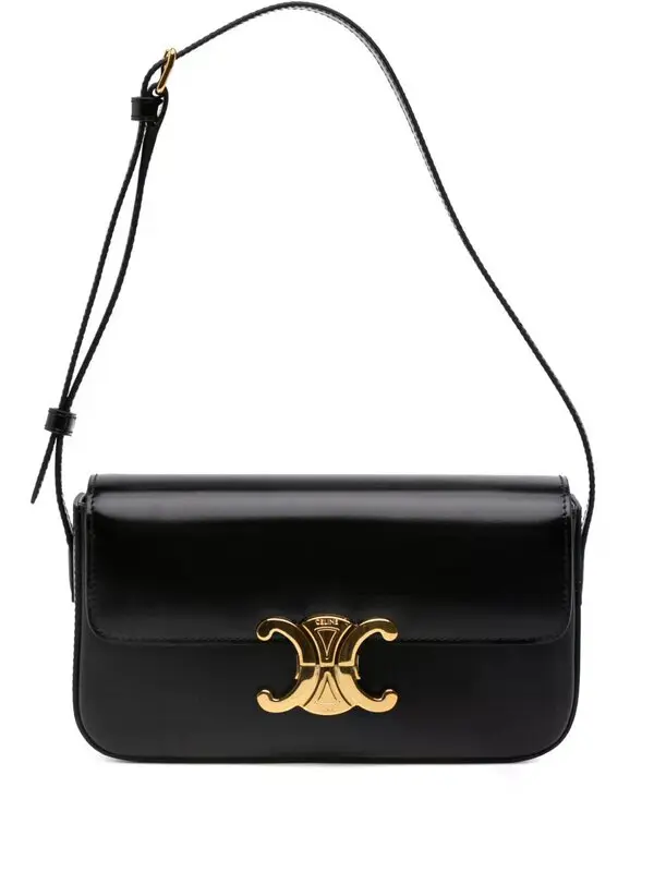Celine 2025 Shiny Calfskin Triomphe Claude Shoulder Bag