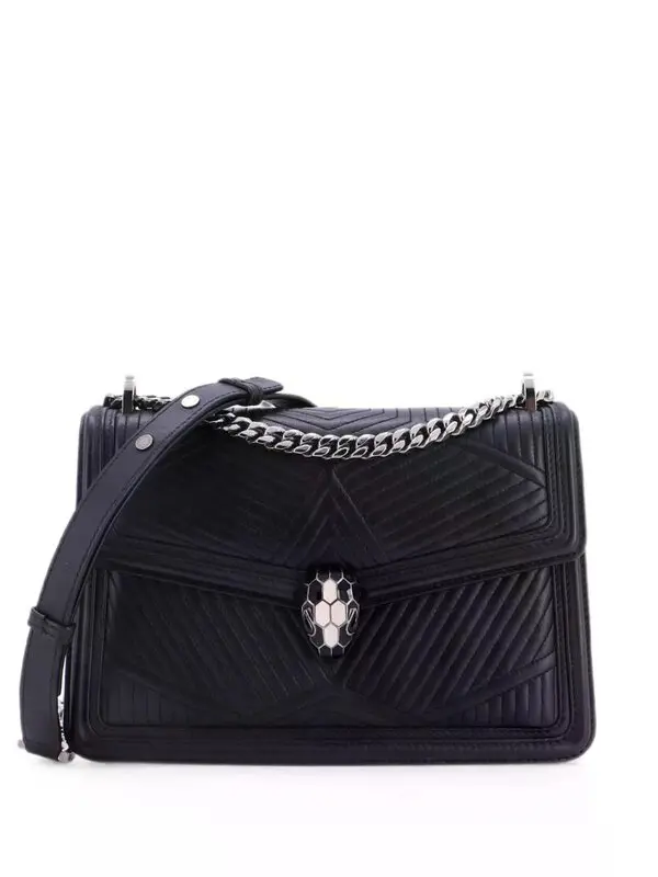 BVLGARI Serpenti Forever Shoulder Bag Quilted Leather Small Crossbody Bag - Black