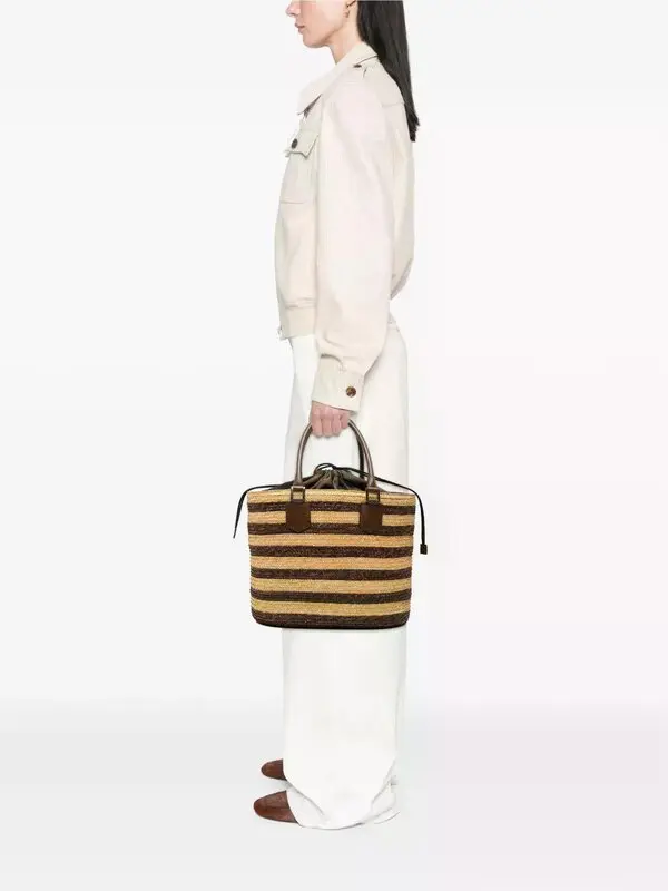 Fendi Straw Striped Beach Tote Bag