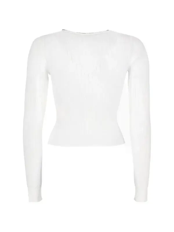 Alexander Wang Ribbed Knit Zip-fastening V-neck Cardigan - White
