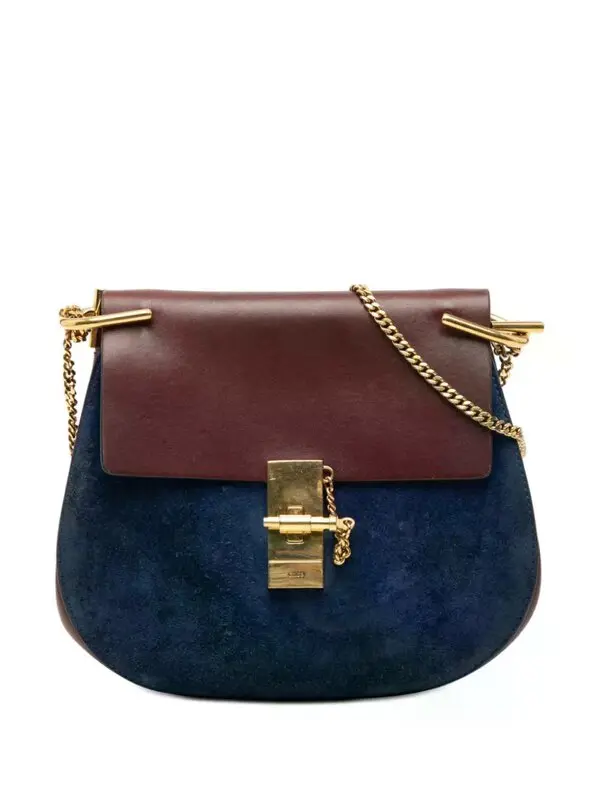 Chloé Drew Bicolor Suede And Calfskin Crossbody Bag - Red