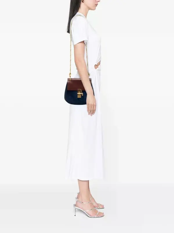 Chloé Drew Bicolor Suede And Calfskin Crossbody Bag - Red