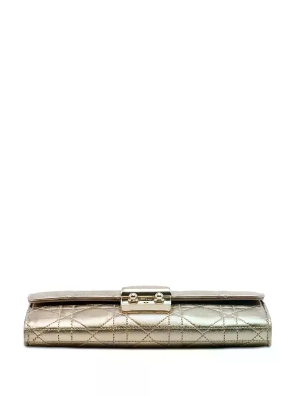 Dior Metallic Lambskin Quilted Miss Promenade Wallet On Chain Shoulder Bag - Gold