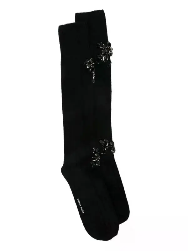Simone Rocha Embellished Rose Knee Socks