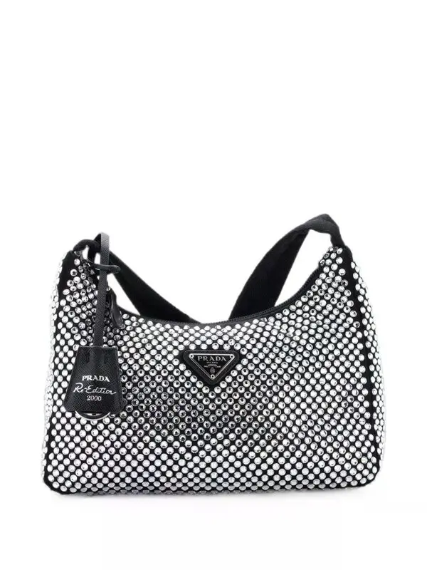 Prada Re-edition 2000 Crystal Embellished Mini Hobo Bag