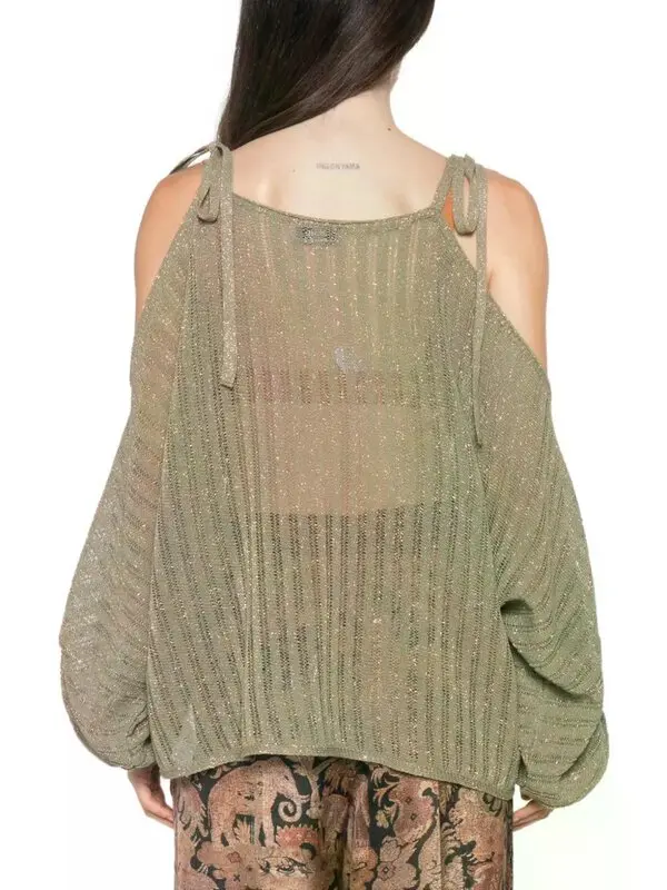 JIJIL Metallic Effect Cold-shoulder Jumper
